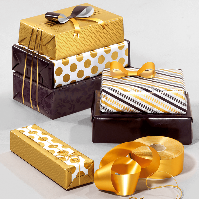 Sustainable Black Wrapping Paper with Glossy Vine Pattern - 50 m ...