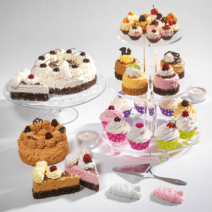 Cupcakes food dummy pink 3 pieces, 7 cm | DecoWoerner