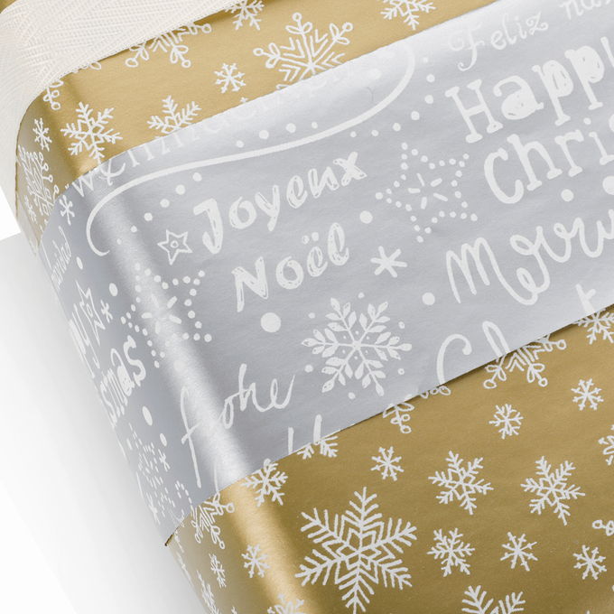 Gold & Silver Christmas Double Sided Gift Wrapping Paper with Christmas ...