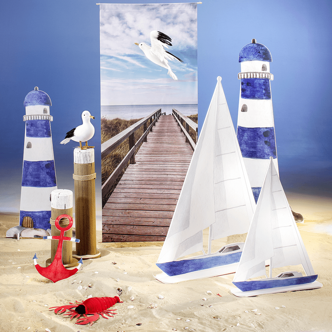 Lighthouse display double-sided standing blue-white | DecoWoerner