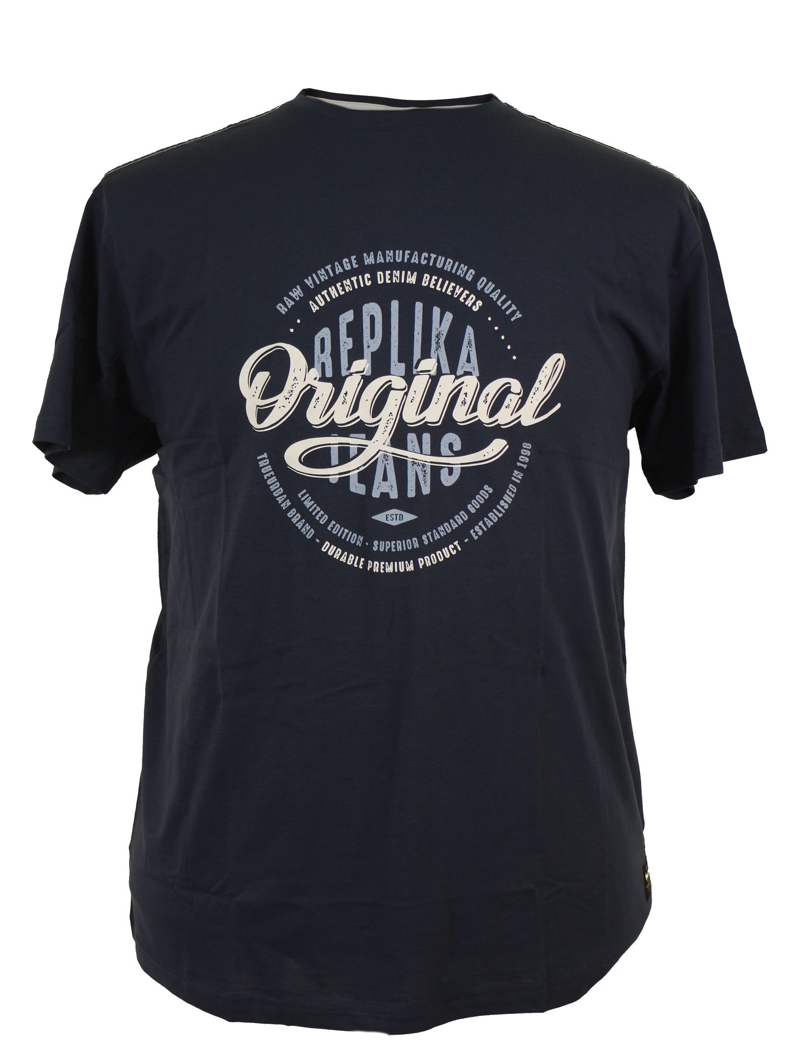 Replika Printed T-Shirt in großen Größen, dunkelblau | Bekleidung in ...