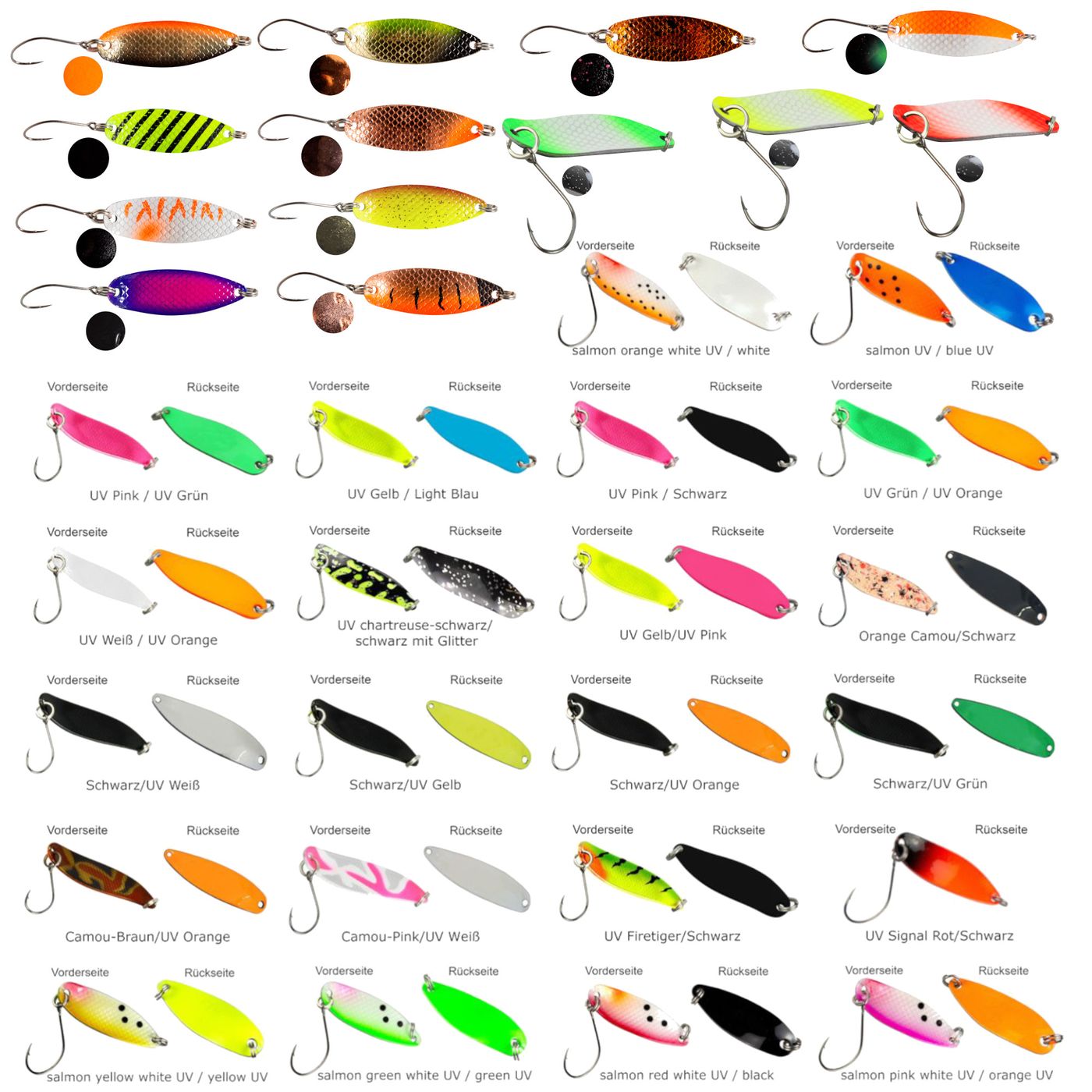 FTM Spoon Hammer 3,3cm 2,4g - Forellenblinker salmon green white UV ...