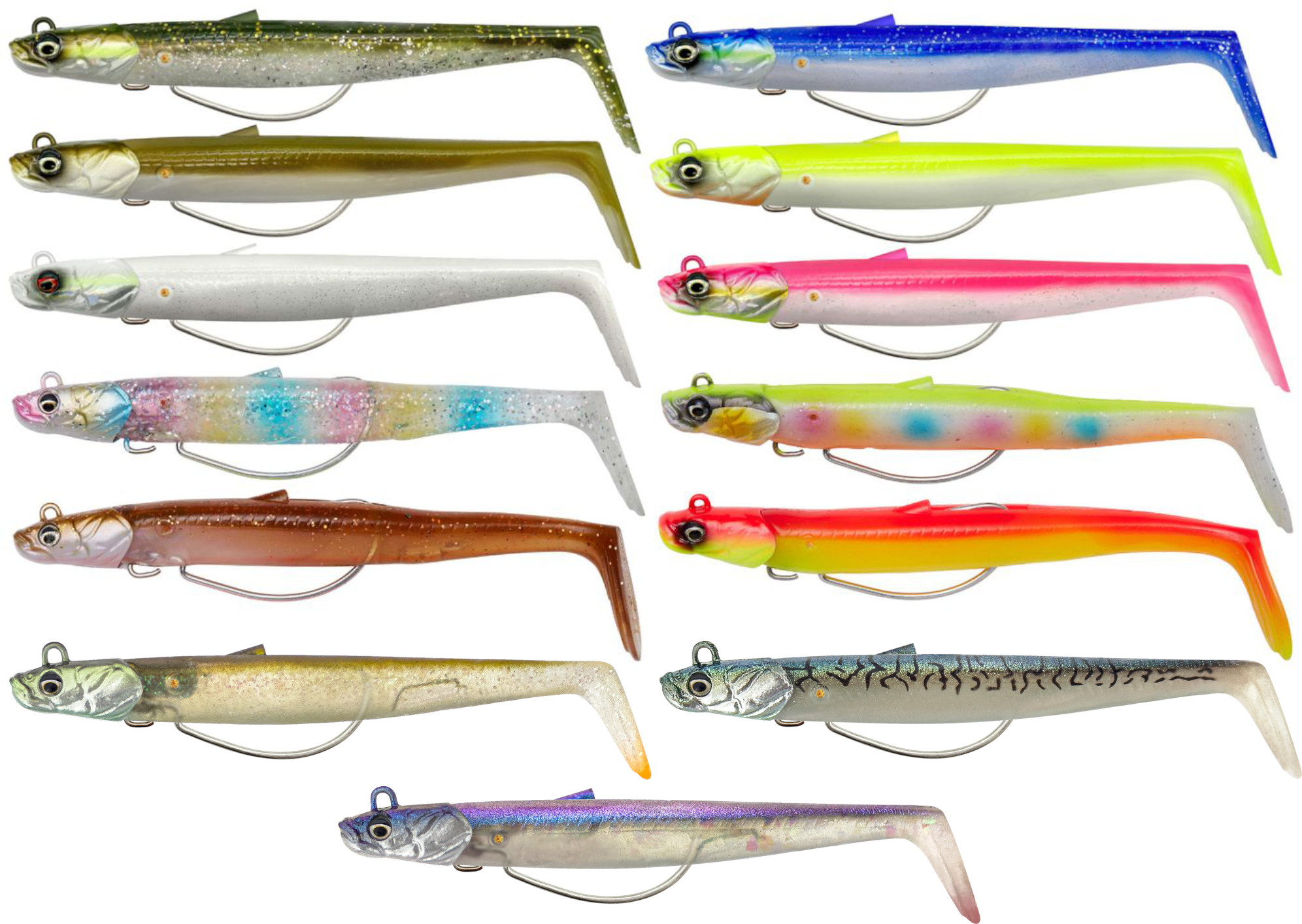 Savage Gear Sandeel V2 weedless - 2 Gummifische + 1 Jigkopf 11.5cm ...