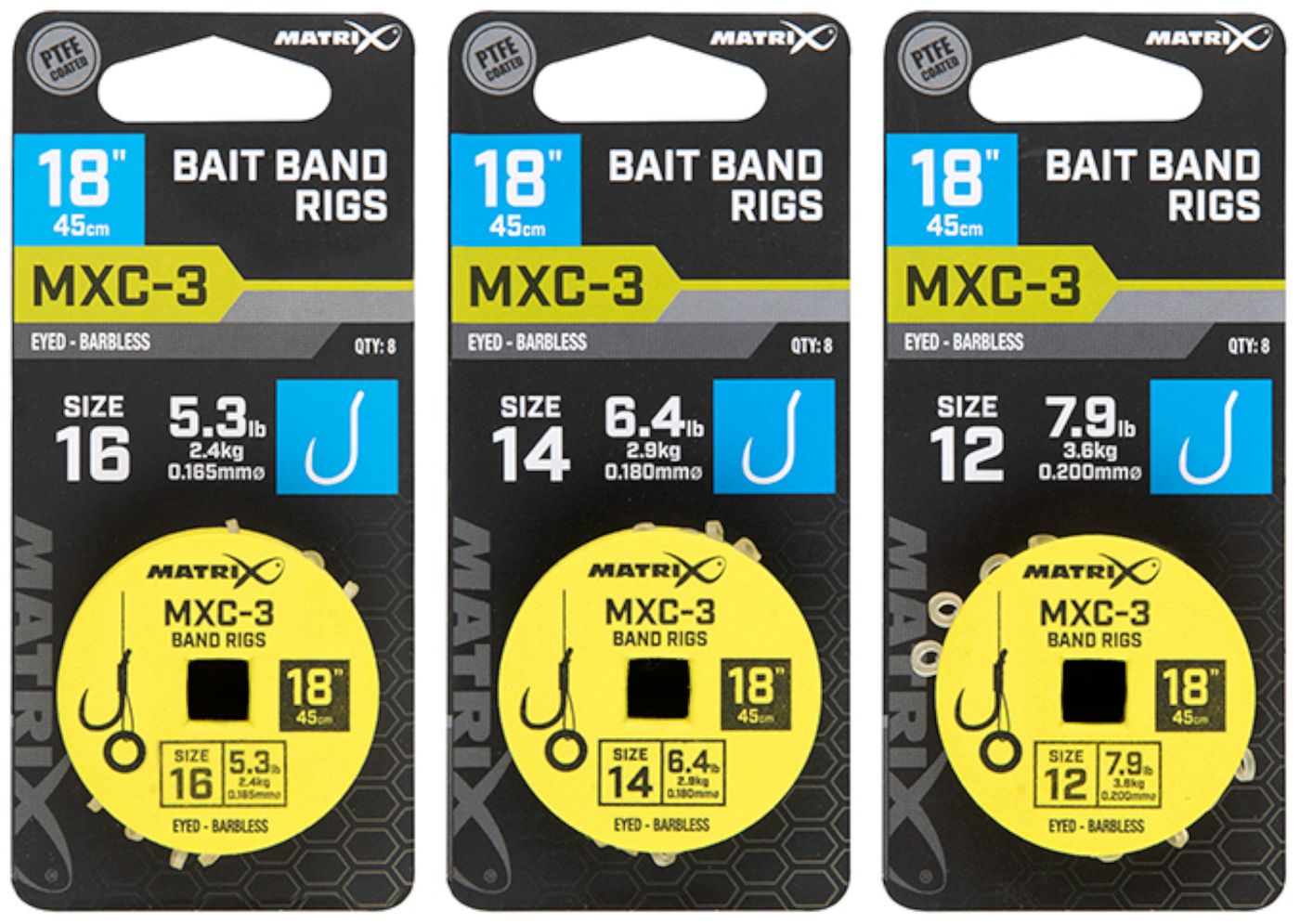 Fox Matrix MXC-3 Barbless Bait Band Rigs 45cm - 8 Friedfischhaken Gr ...