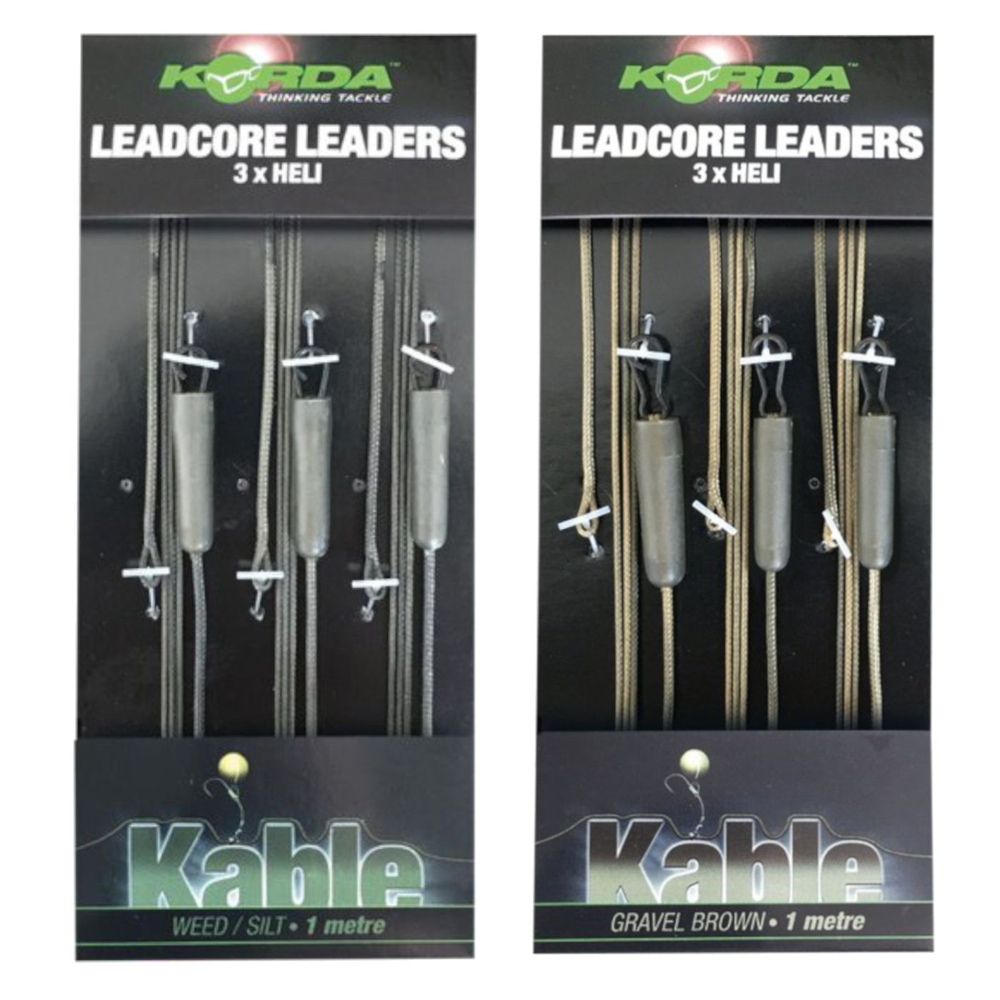 Korda Leadcore Leader Heli 1m - 3 Vorfächer Gravel